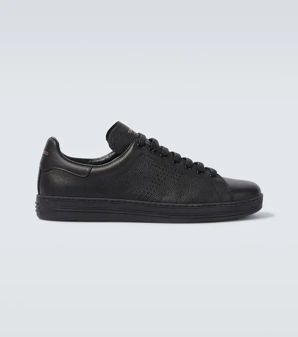 TOM FORD Warwick Perforated Leather Sneakers - Black