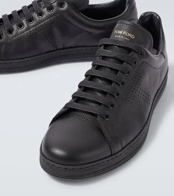 TOM FORD Warwick Perforated Leather Sneakers - Black