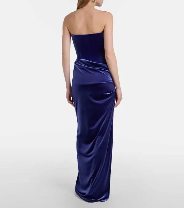 Alex Perry Draped Velvet Bustier Gown