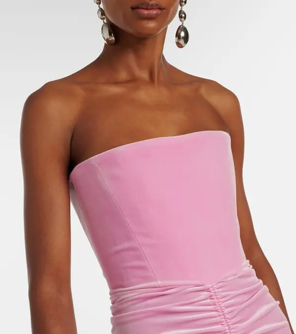 Alex Perry Ruched Velvet Bustier Gown