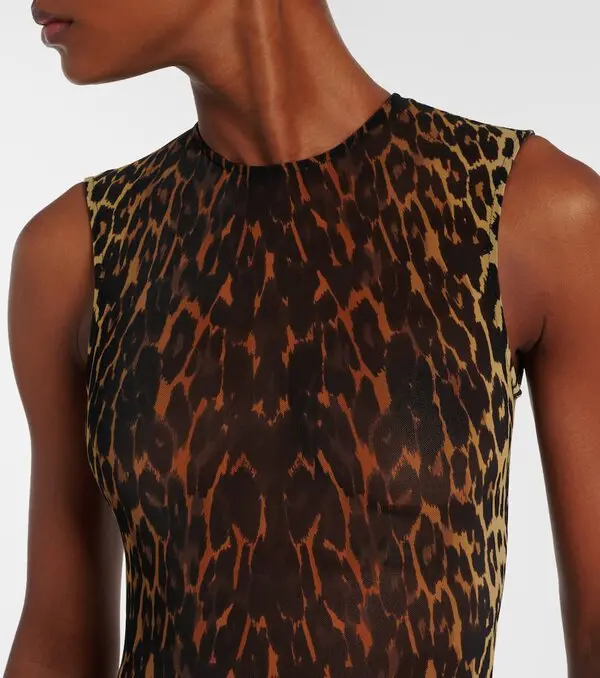 Alex Perry Leopard-print Mesh Bodysuit