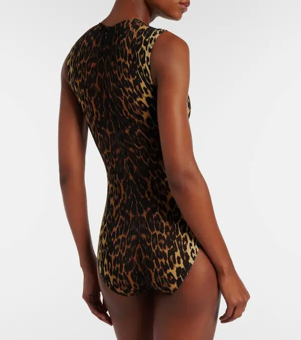 Alex Perry Leopard-print Mesh Bodysuit