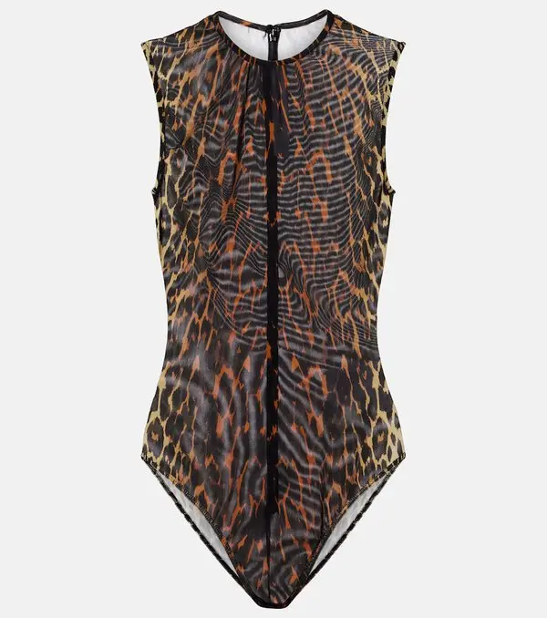 Alex Perry Leopard-print Mesh Bodysuit - Multicoloured