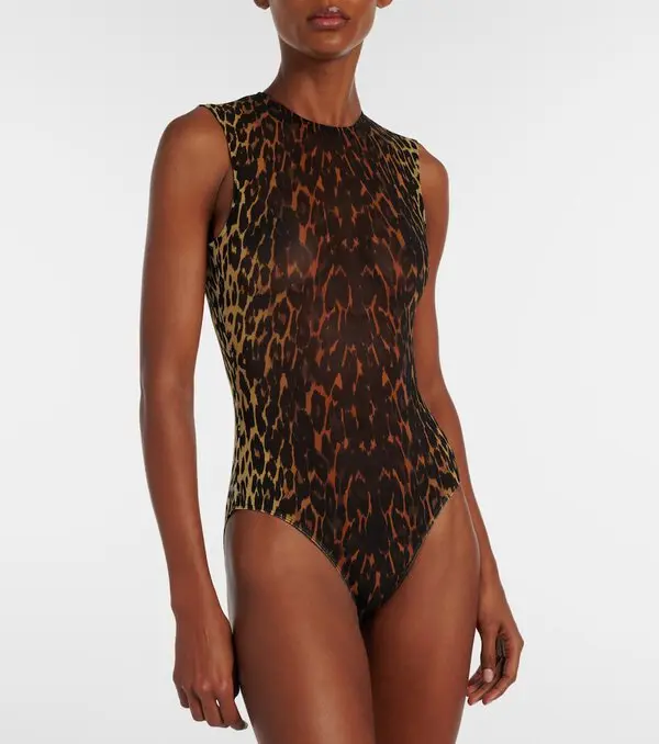 Alex Perry Leopard-print Mesh Bodysuit