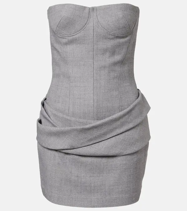 Alex Perry Draped Bustier Dress - Grey