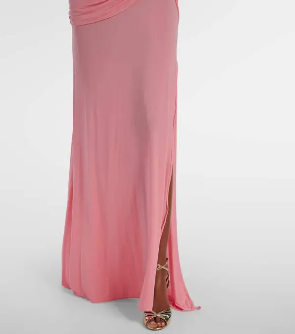 Alex Perry Gathered One-shoulder Jersey Gown