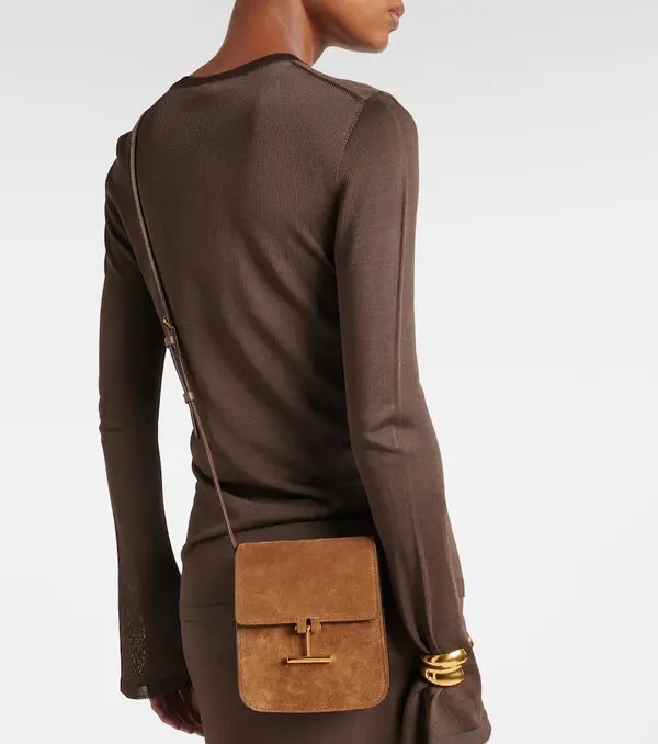 TOM FORD Tara Mini Suede Crossbody Bag - Brown