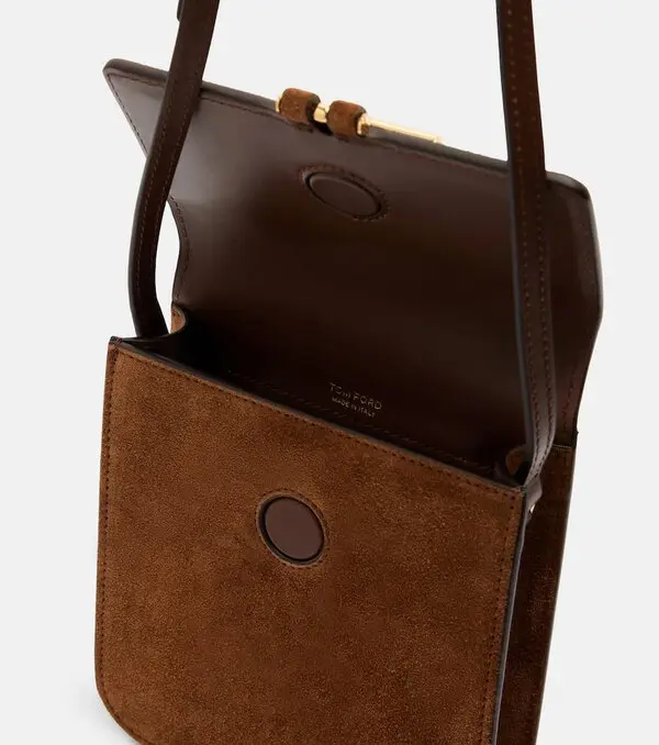 TOM FORD Tara Mini Suede Crossbody Bag - Brown
