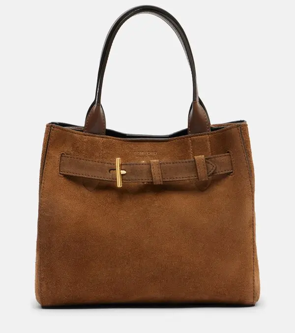 TOM FORD Audrey Small Suede Tote Bag - Brown