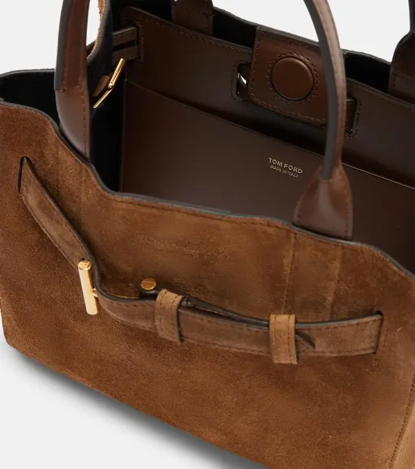 TOM FORD Audrey Small Suede Tote Bag - Brown
