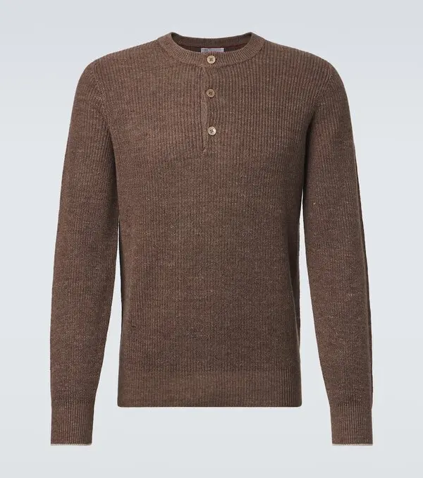 Brunello Cucinelli Ribbed-knit Linen And Cotton Polo Sweater