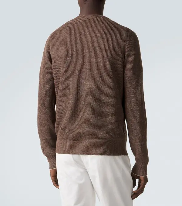 Brunello Cucinelli Ribbed-knit Linen And Cotton Polo Sweater