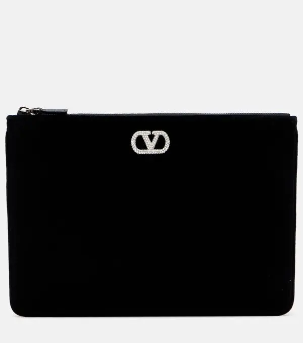 Valentino Garavani Vlogo Velvet Pouch - Black