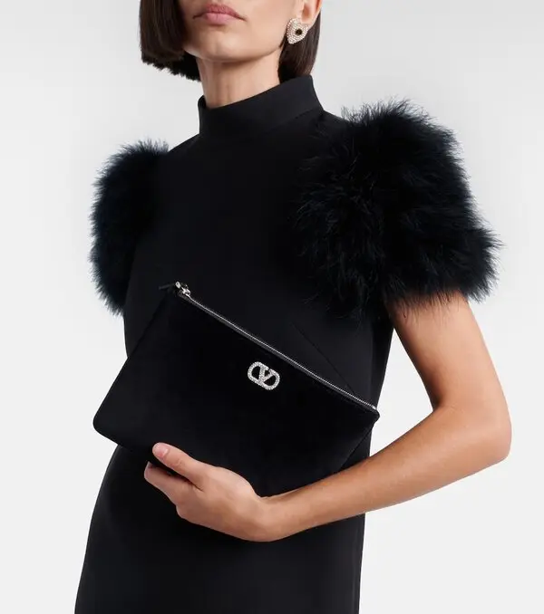 Valentino Garavani Vlogo Velvet Pouch