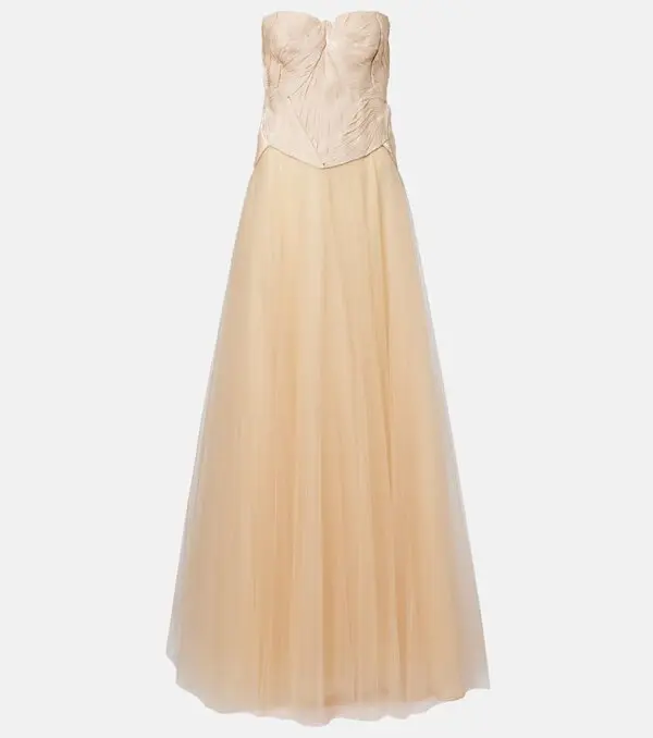 Costarellos Lucasta Georgette Bustier Gown