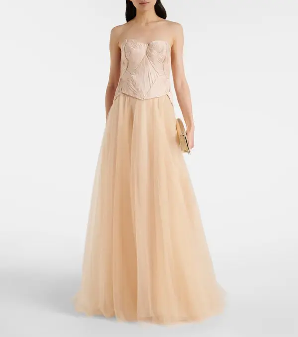 Costarellos Lucasta Georgette Bustier Gown