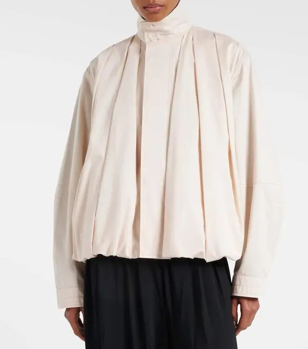 LEMAIRE Pleated Cotton Satin Jacket - White