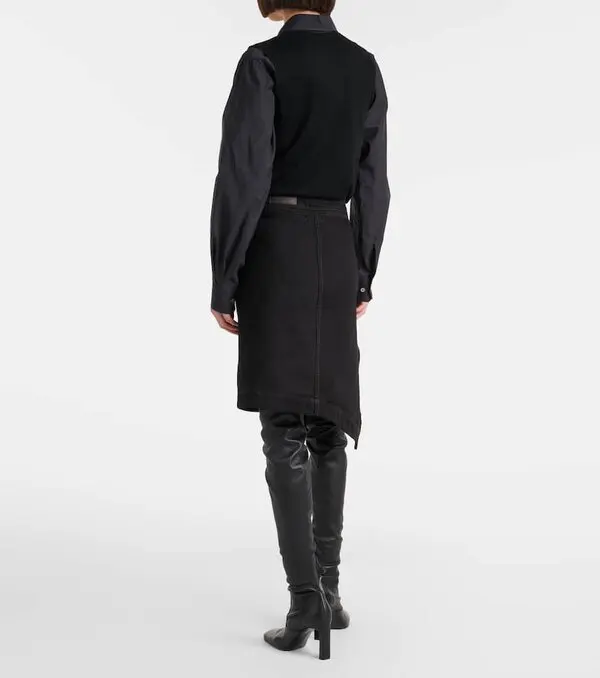 LEMAIRE Asymmetric Denim Midi Skirt - Black