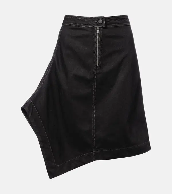 LEMAIRE Asymmetric Denim Midi Skirt - Black