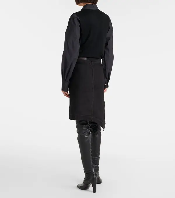LEMAIRE Asymmetric Denim Midi Skirt - Black