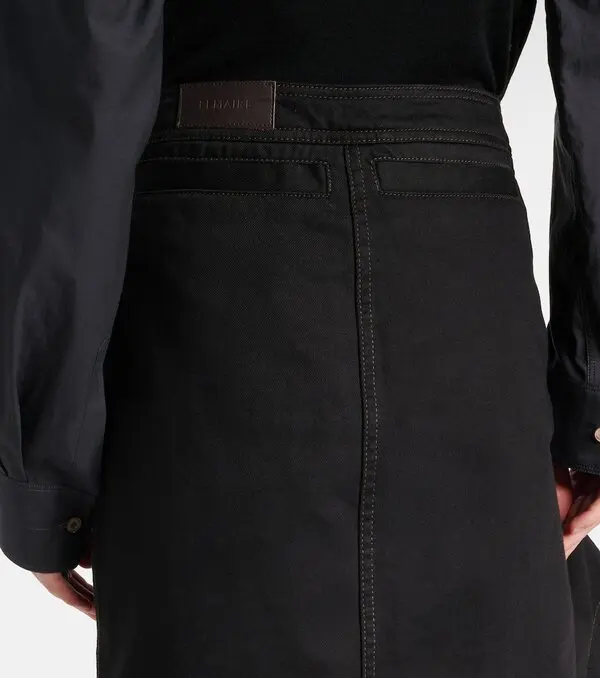 LEMAIRE Asymmetric Denim Midi Skirt - Black