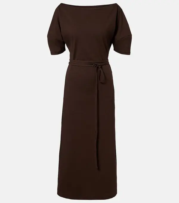 LEMAIRE Cotton And Linen Jersey Midi Dress - Brown