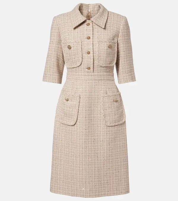 Elie Saab Sequined Tweed Midi Dress