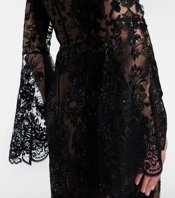 Elie Saab Off-shoulder Sequined Lace Gown