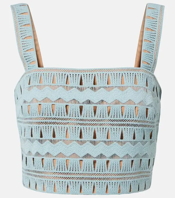 Elie Saab Knitted Silk-blend Crop Top - Blue