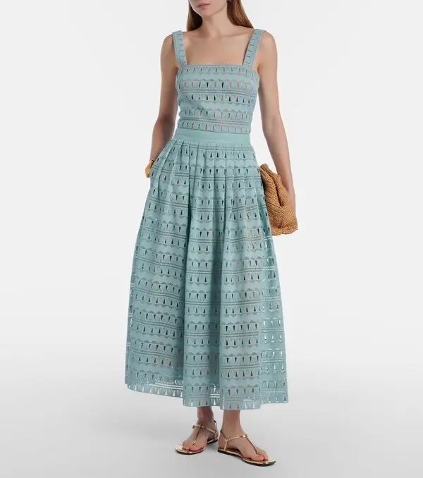 Elie Saab Knitted Silk-blend Crop Top - Blue