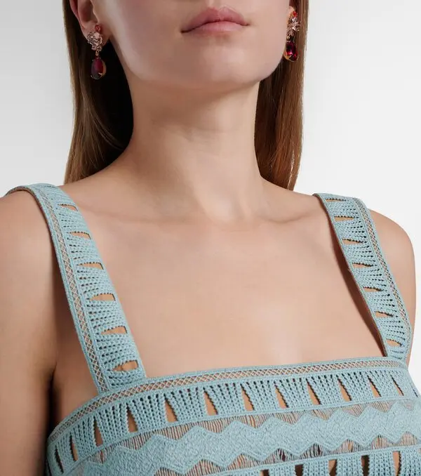 Elie Saab Knitted Silk-blend Crop Top - Blue
