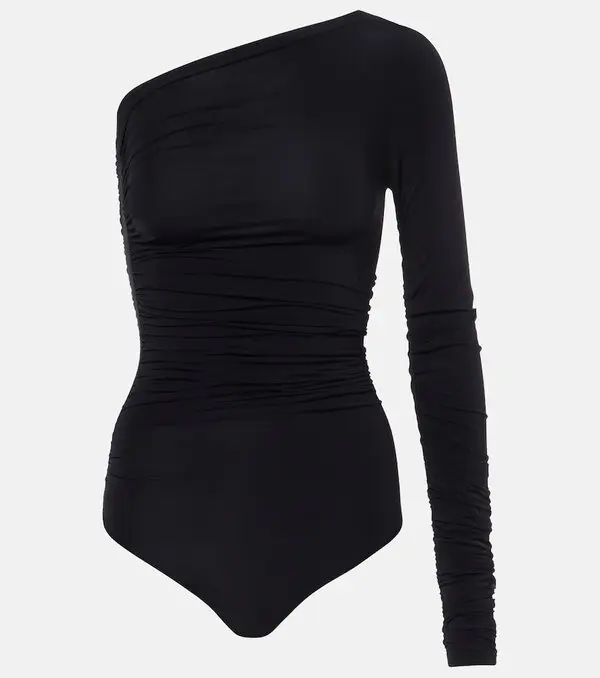 Wolford Draped Semi-sheer Bodysuit - Black