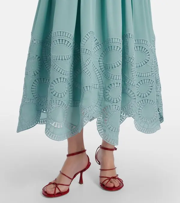 Elie Saab Lace-trimmed Silk-blend Midi Dress