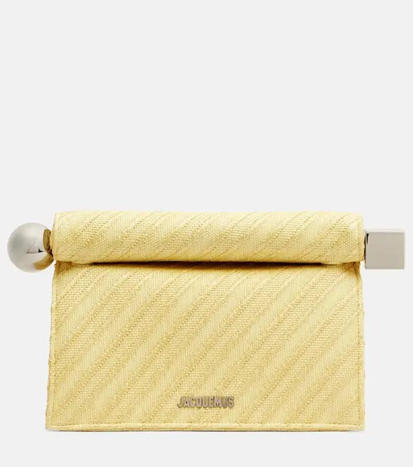 Jacquemus Rond Carré Raffia-effect Clutch - Yellow