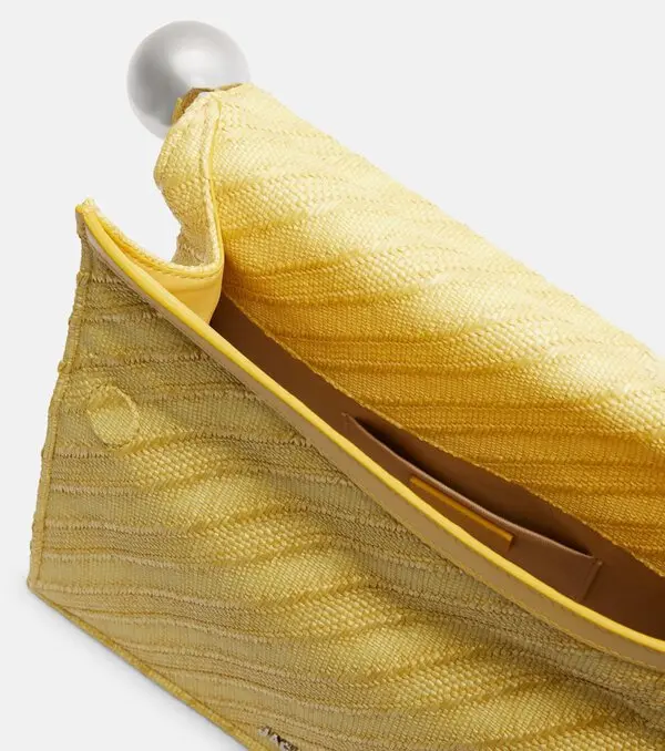 Jacquemus Rond Carré Raffia-effect Clutch - Yellow