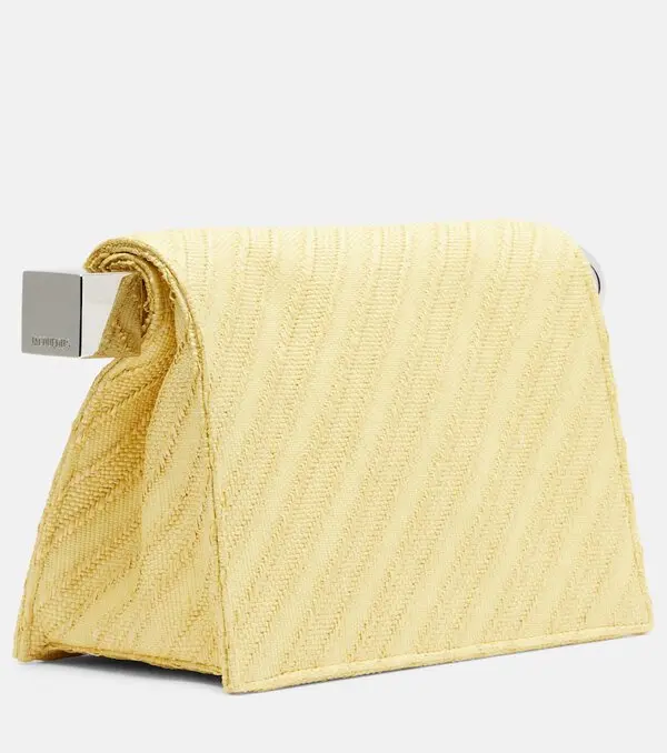 Jacquemus Rond Carré Raffia-effect Clutch - Yellow