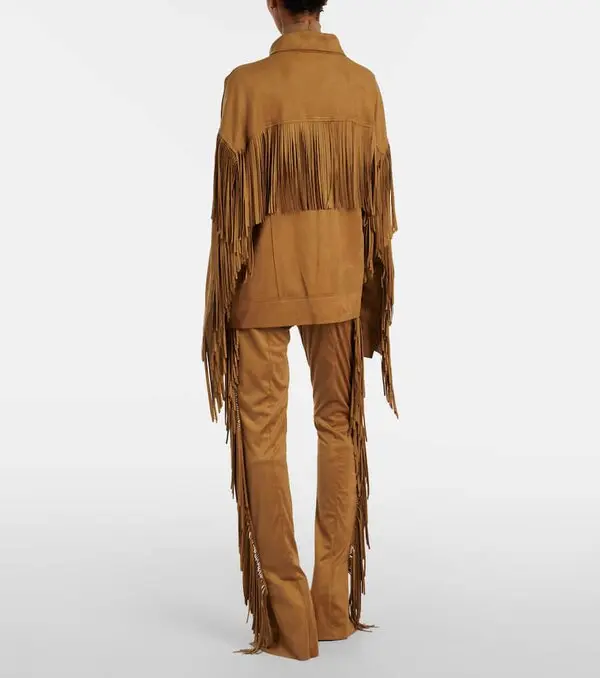 Norma Kamali Fringed Slim Pants