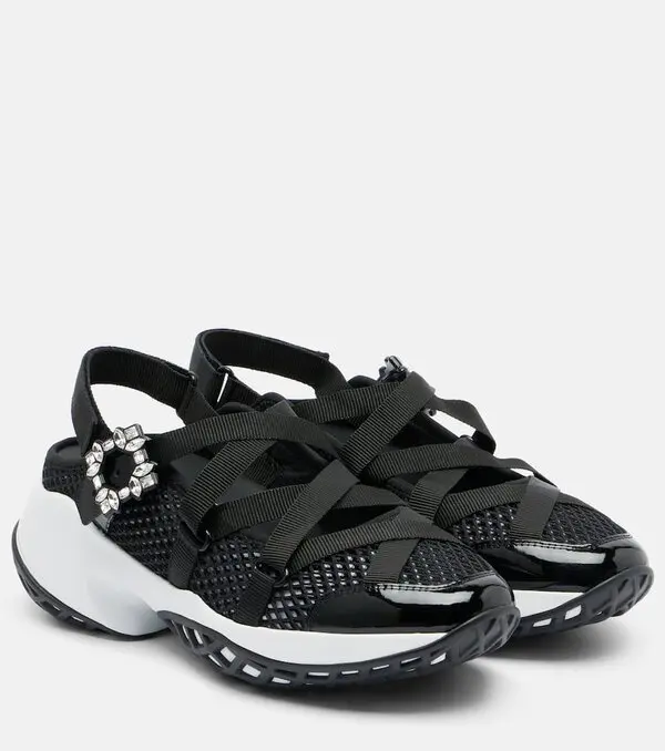 ROGER VIVIER Viv' Run Embellished Sneakers - Black