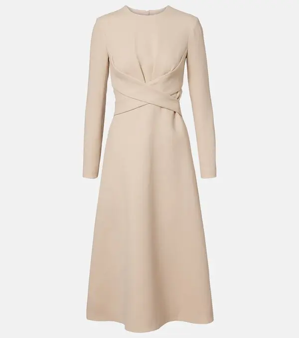 EMILIA WICKSTEAD Elta Wool Crêpe Midi Dress - Beige