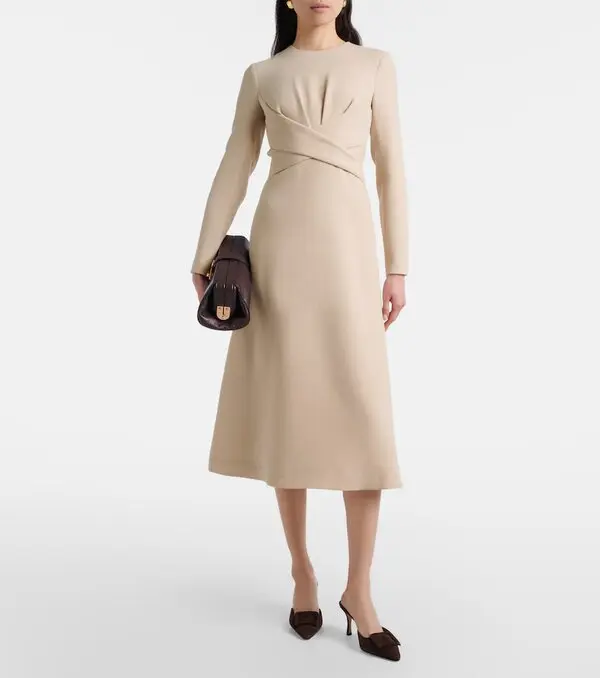 EMILIA WICKSTEAD Elta Wool Crêpe Midi Dress - Beige