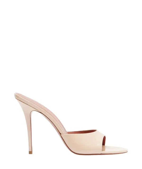Amina Muaddi Elodie 105 Patent Leather Mules - Beige