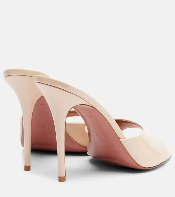 Amina Muaddi Elodie 105 Patent Leather Mules - Beige