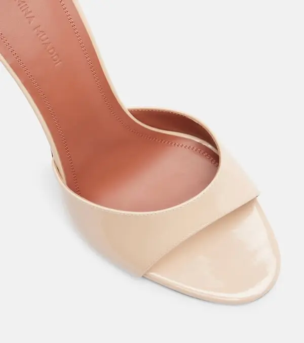 Amina Muaddi Elodie 105 Patent Leather Mules - Beige