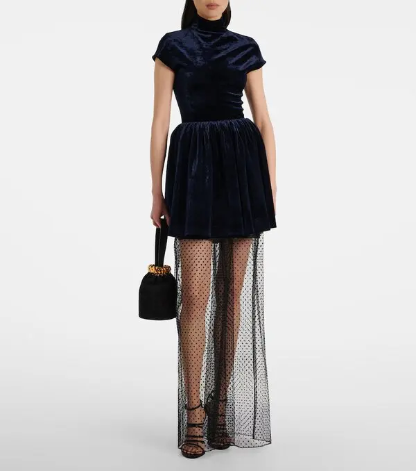 Alaïa Velvet Mini Dress - Blue