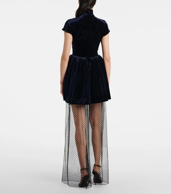 Alaïa Velvet Mini Dress - Blue