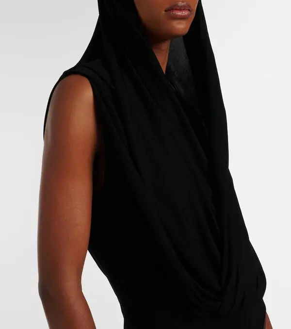 Alaïa Draped Jersey Bodysuit - Black
