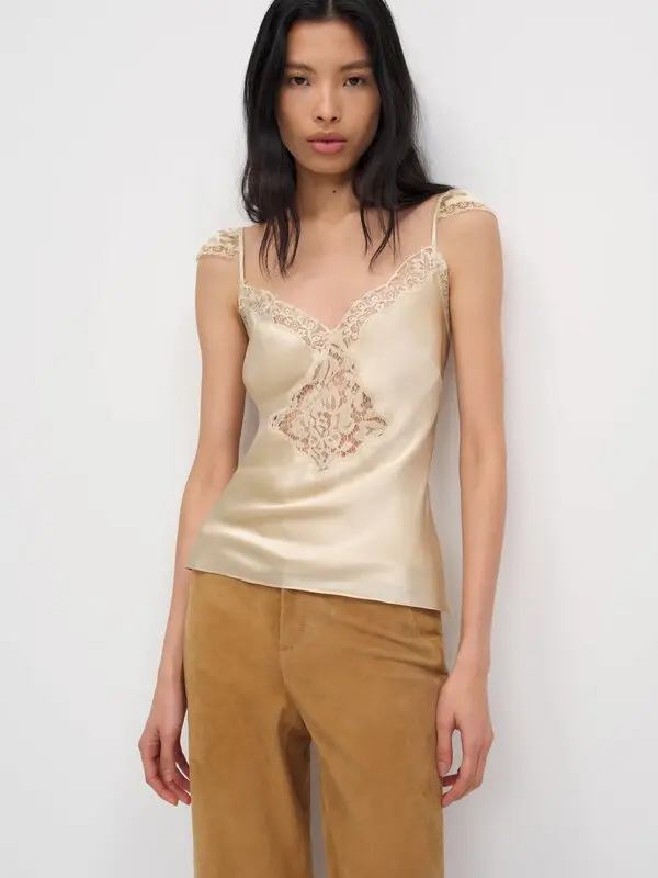 REFORMATION Serafina Silk Top - Ivory