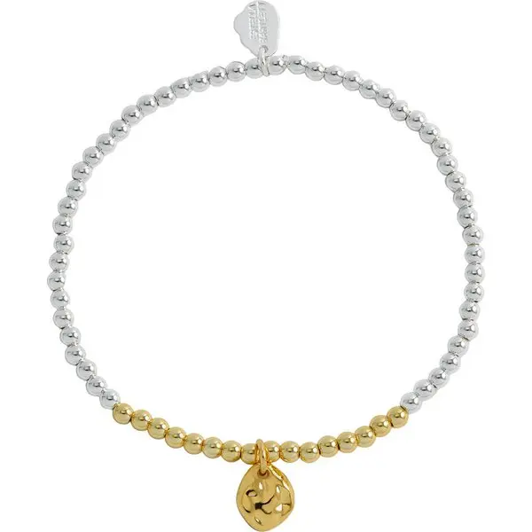 Estée Lauder Two-tone Beaded Bracelet With Hammered Charm - Silver