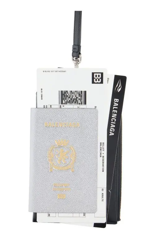 Balenciaga Passport Leather Phone Case - 8103 Silver