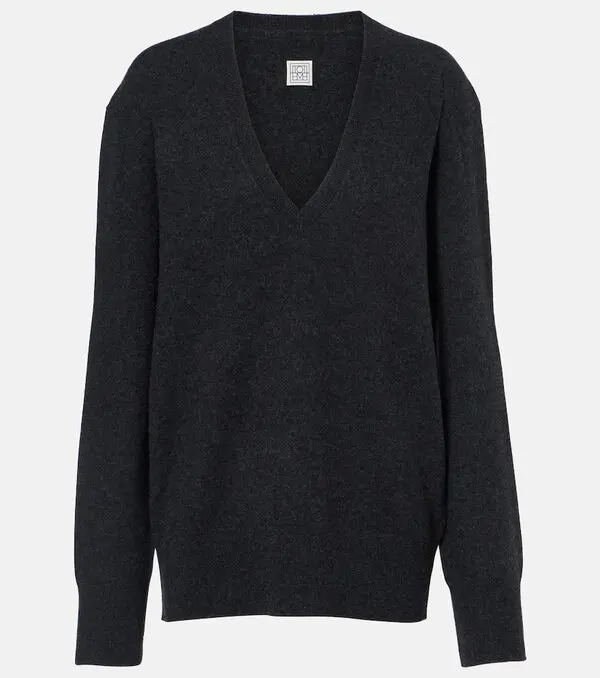 TOTEME Cashmere V-neck Sweater - Grey